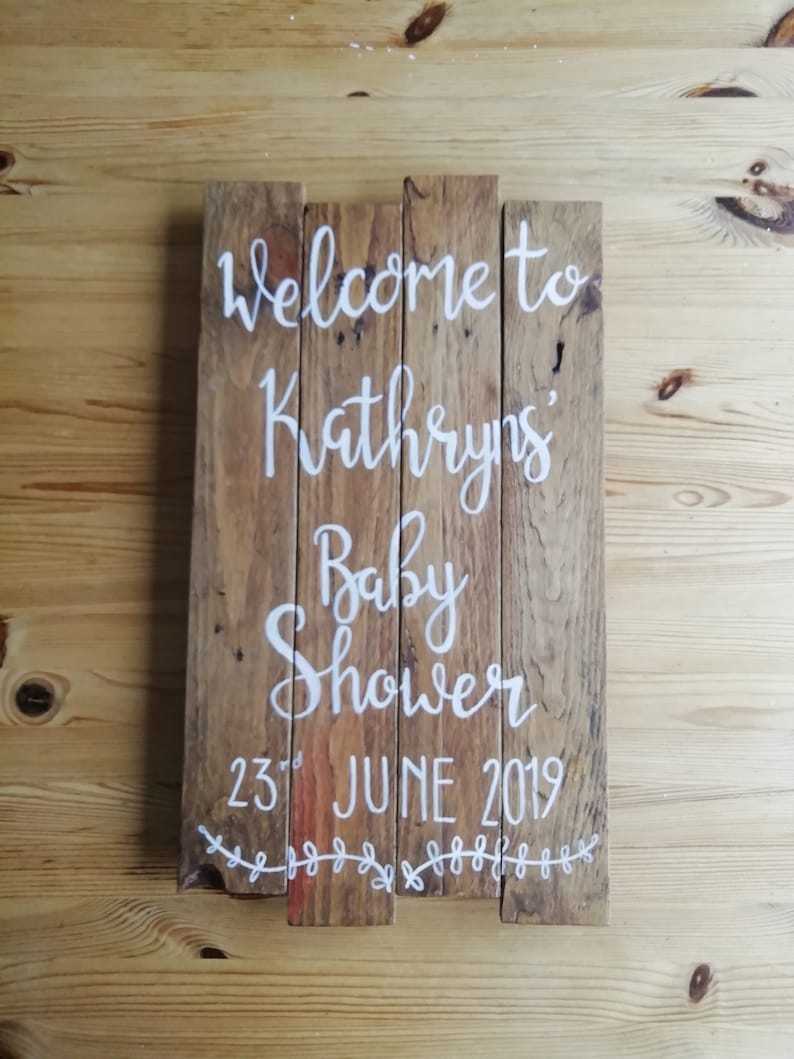 Rustic Personalised Wooden Baby Shower or Christening Sign. | Etsy UK