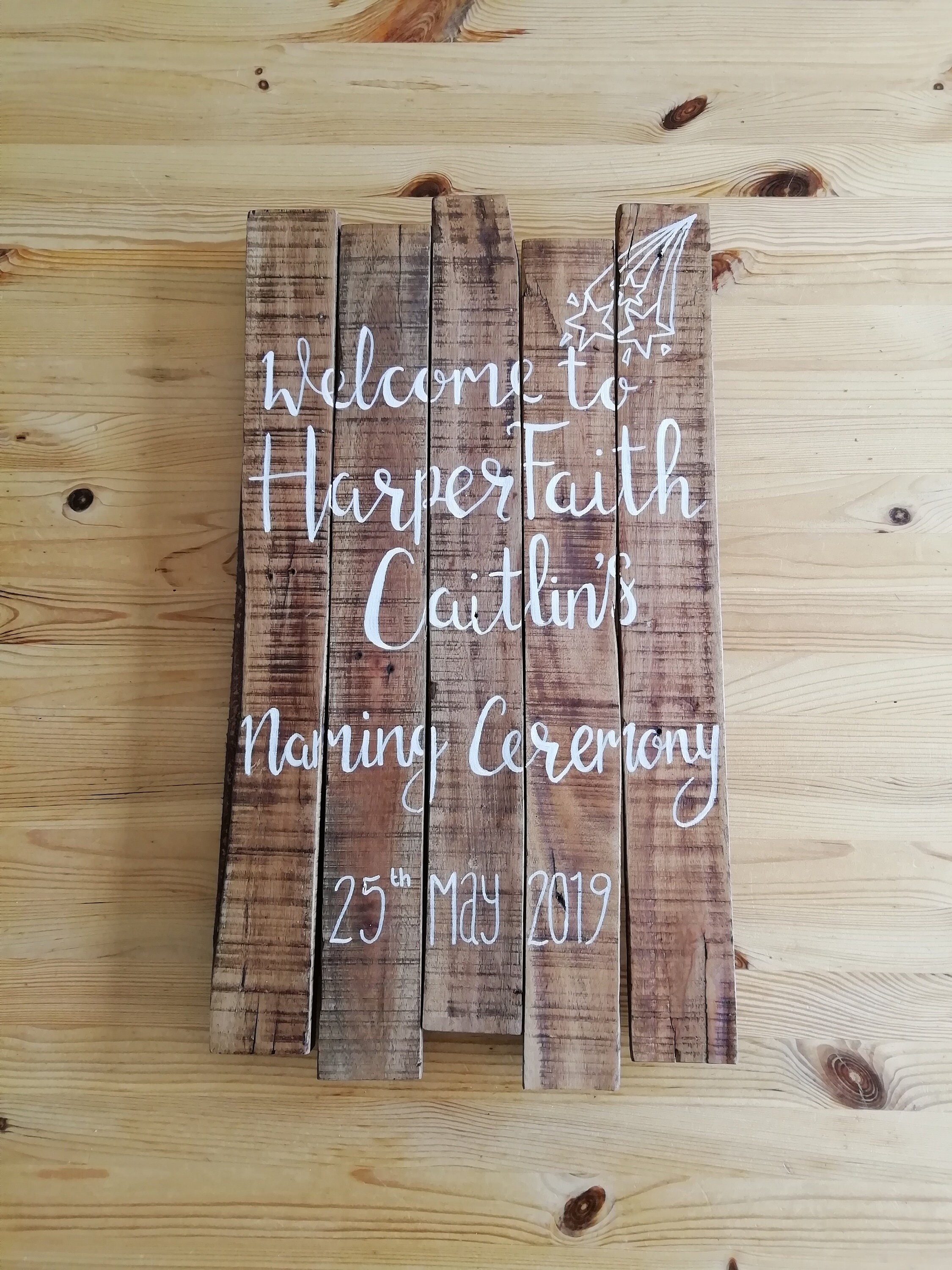 Rustic Personalised Wooden Baby Shower or Christening Sign. | Etsy UK