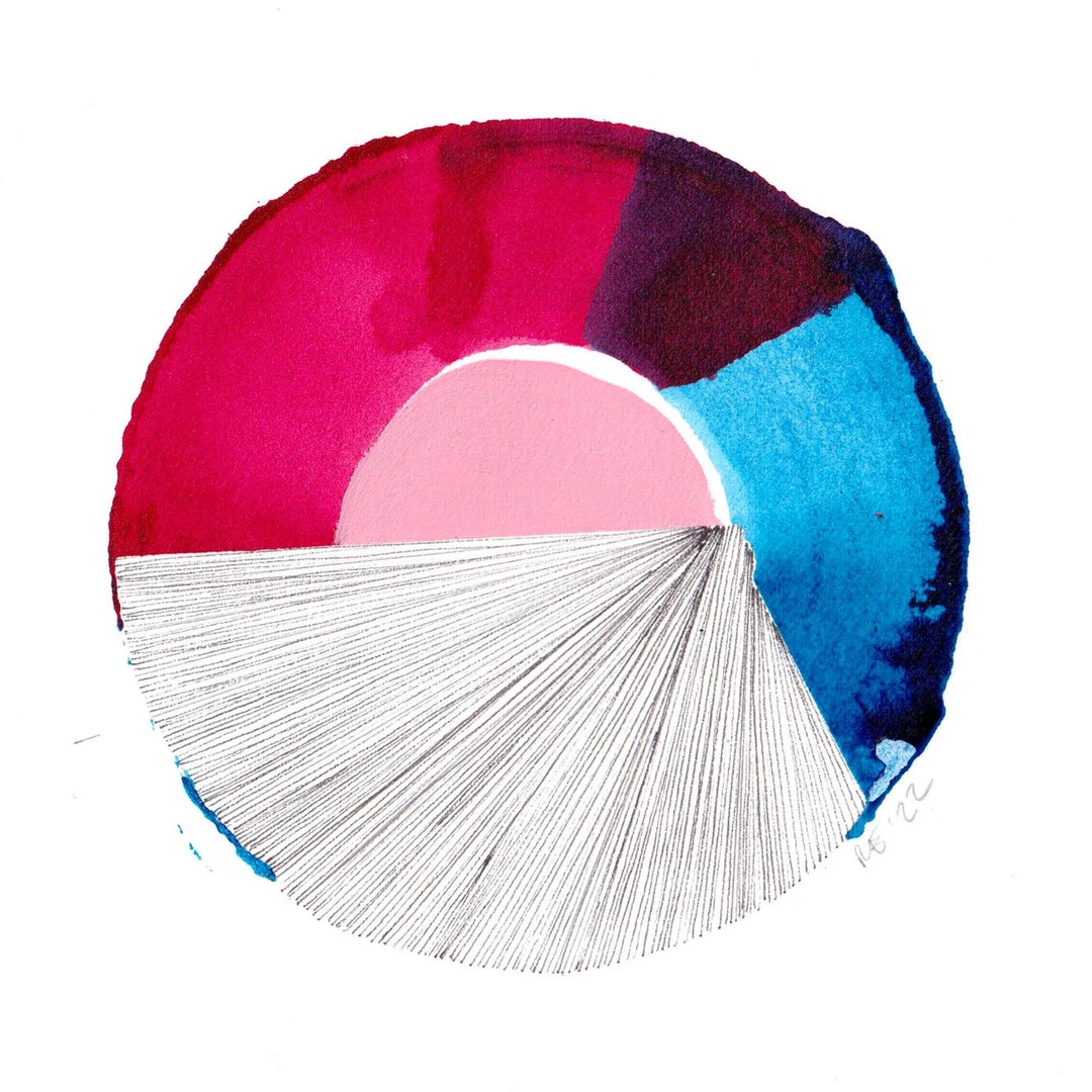 Original Abstract Ink Circle Drawing and Painting in Ink and Acrylic - Etsy