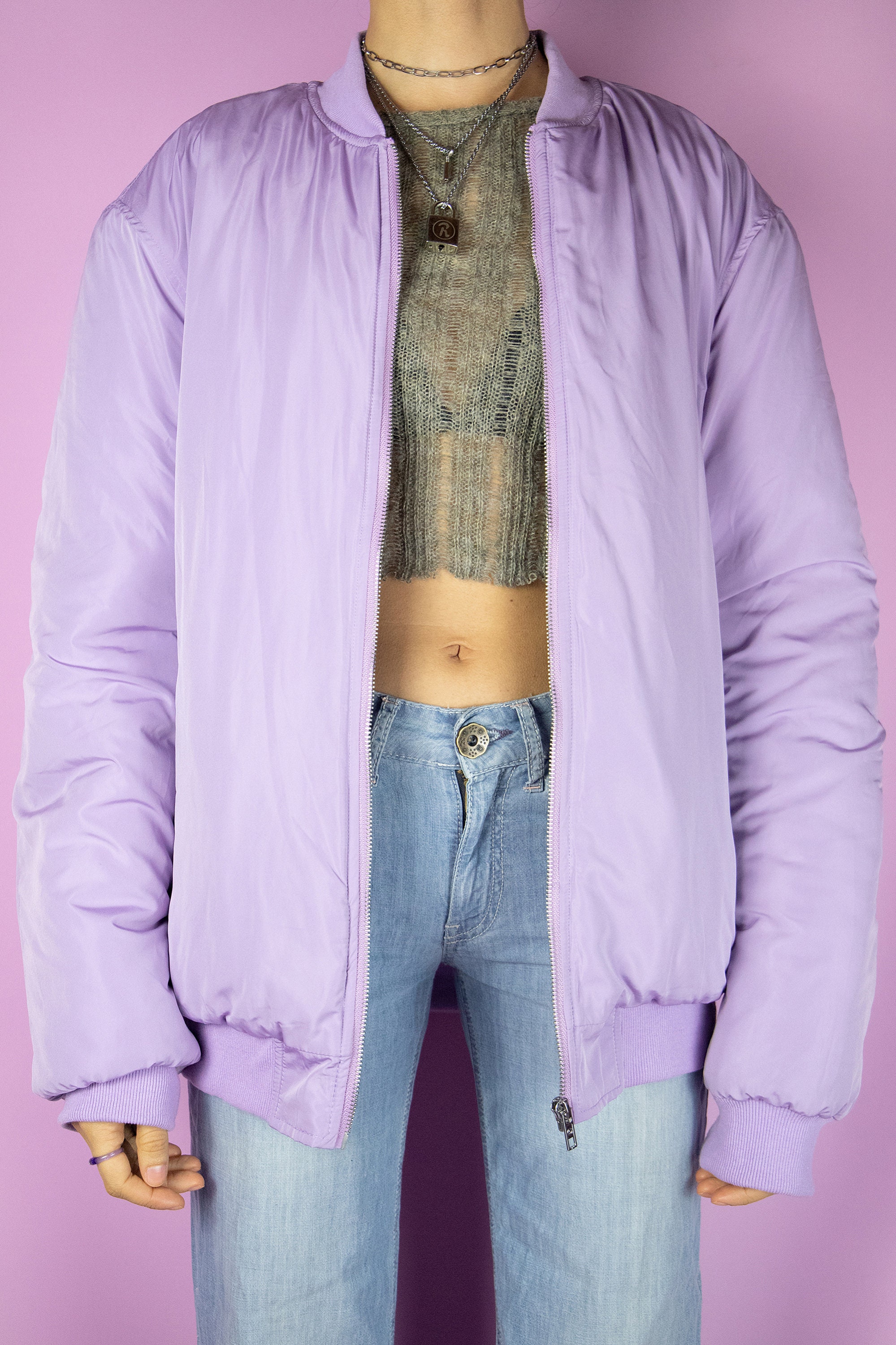 00s Y2K Lilac Bomber Jacket Pastel Purple Puffer Padded Coat - Etsy UK