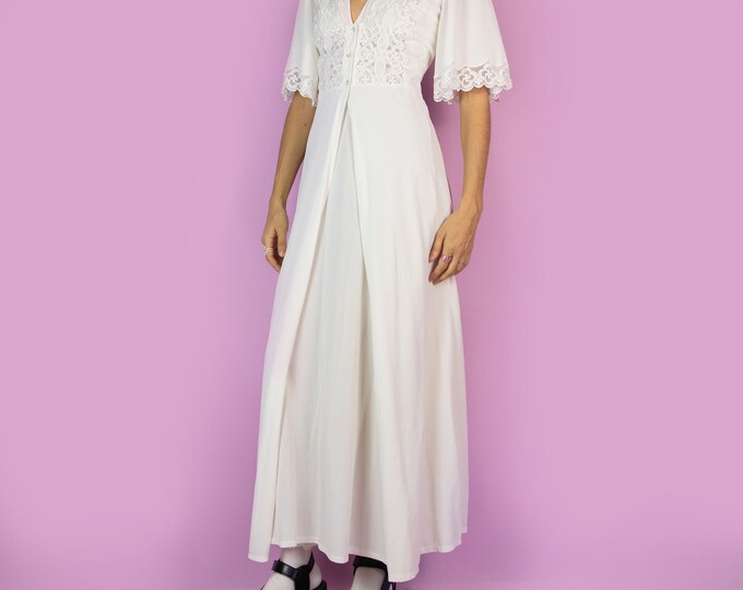 Vintage Duster Lace White Maxi Robe 70s - Size Medium - Etsy