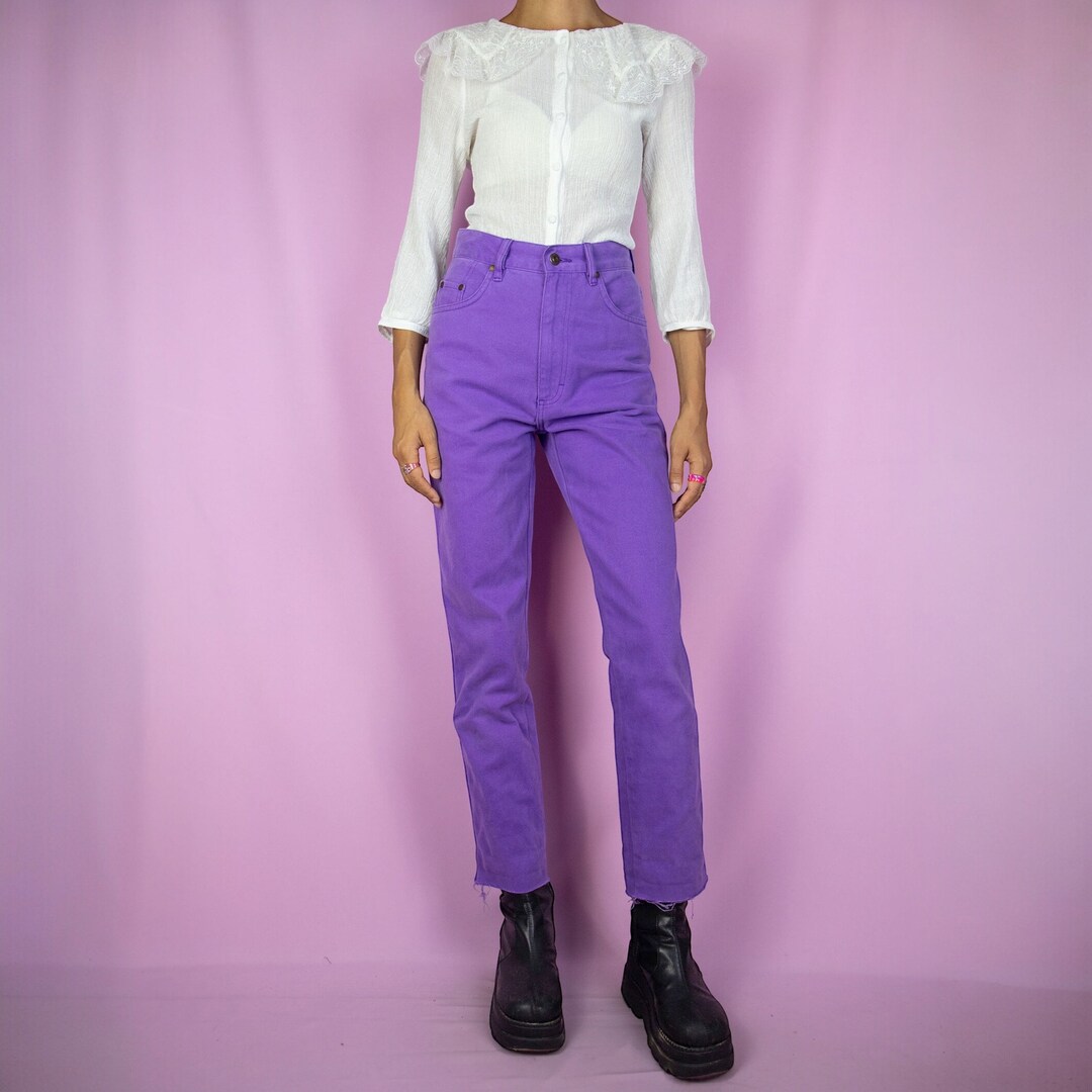 Vintage 90s Purple Mom Jeans High Waisted Tapered Pants Size Small - Etsy