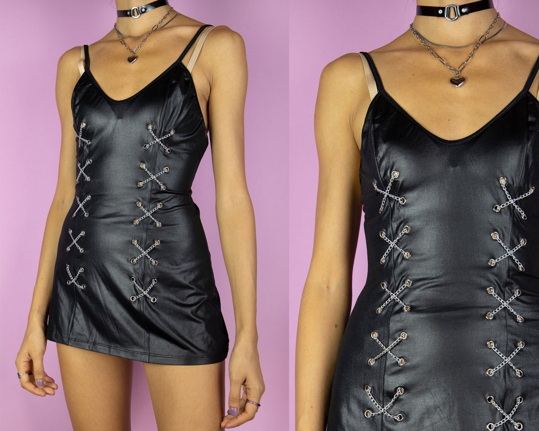 00s Y2K Black Lace Chain Top Sexy Lingerie Cyber Goth Bondage - Etsy