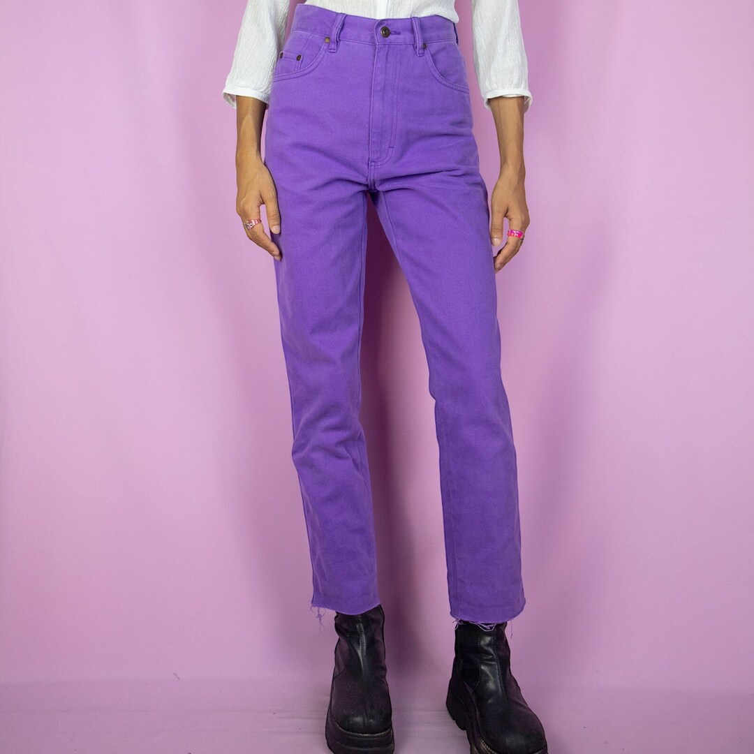 Vintage 90s Mom Jeans Purple Tapered High Waisted Pants Retro - Etsy