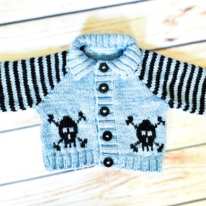 Baby Goth Knitted Skull Cardigan Jacket Clothes Halloween Horror Gothic ...
