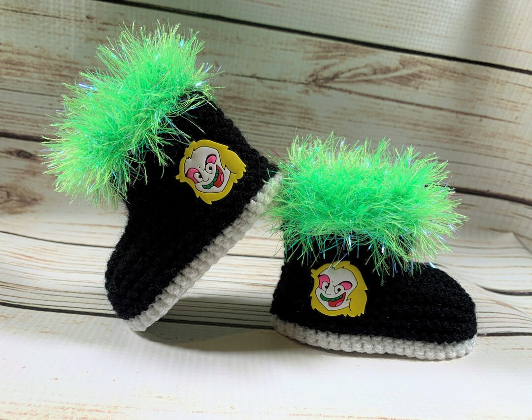 Hand Knitted Baby Goth Boots Horror Clothes Booties Slippers Ghost ...