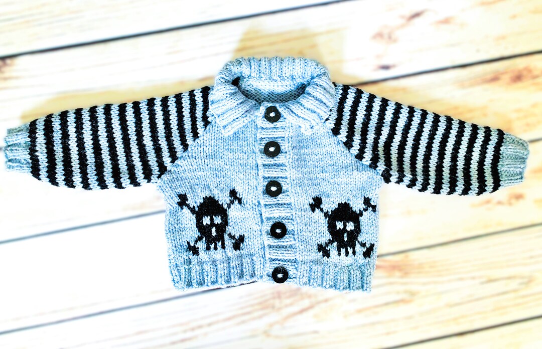 Baby Goth Knitted Skull Cardigan Jacket Clothes Sweater Halloween ...