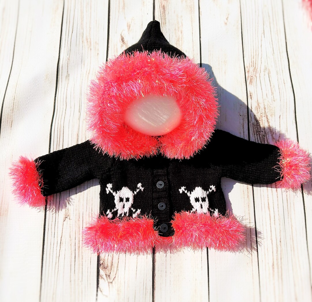 Baby Goth Girl Knitted Skull Hoodie Cardigan Clothes Jacket Clothes ...