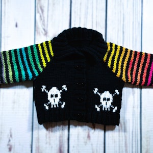 Baby Goth Knitted Skull Cardigan Jacket Clothes Halloween Horror Gothic ...