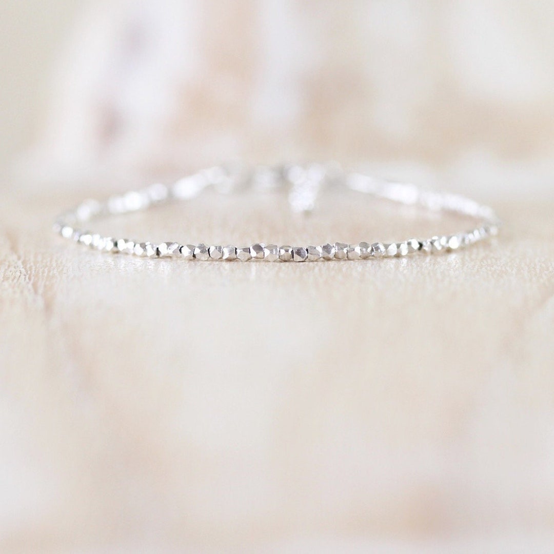 Sterling & Fine Silver Dainty Bracelet, Thin Slim Stacking Bracelet ...