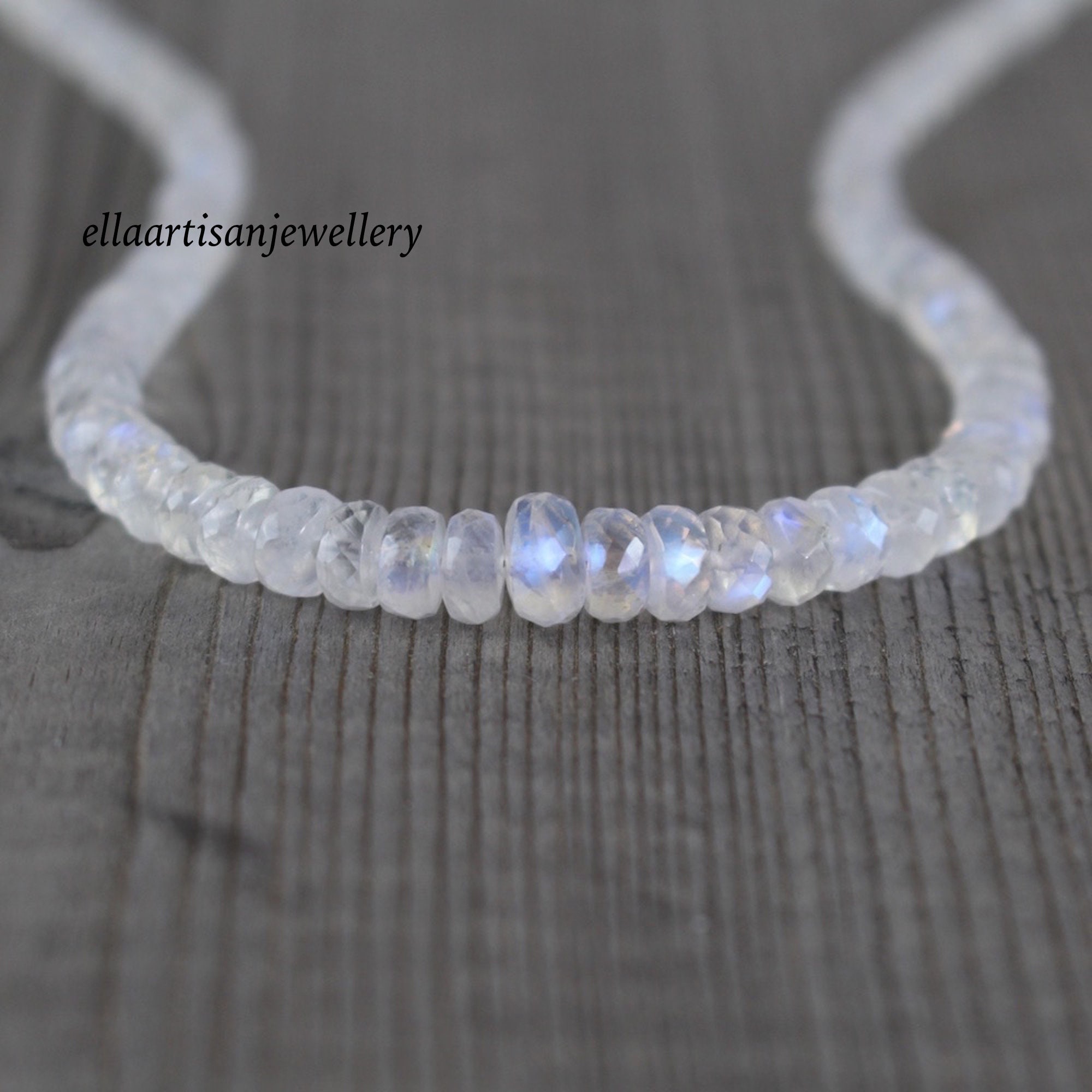 Rainbow Moonstone Beaded Necklace in Sterling Silver Gold or | Etsy