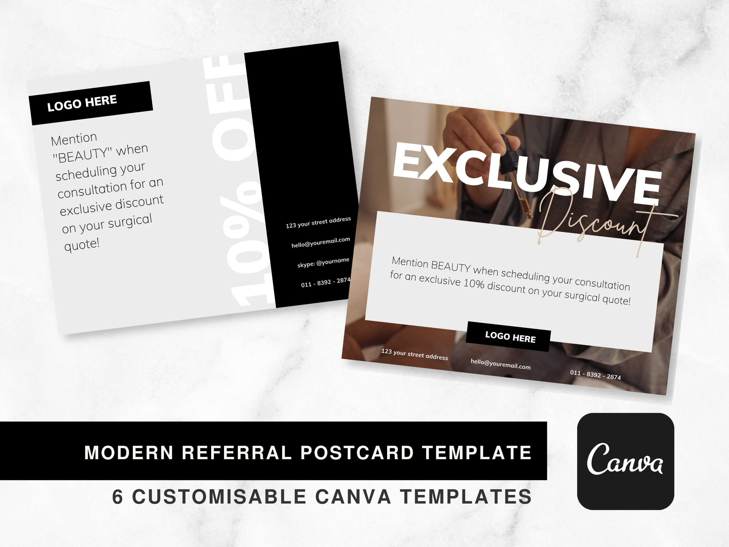 6 Modern Referral Postcard Template [A6 Sized] - Minimal Consultant ...