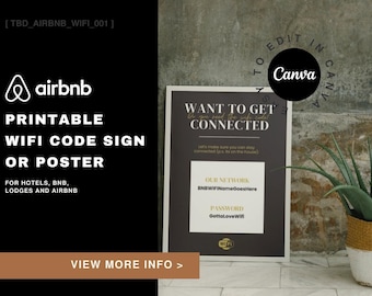 WIFI Code Sign Editable Canva Template for WIFI Password in Your Airbnb ...