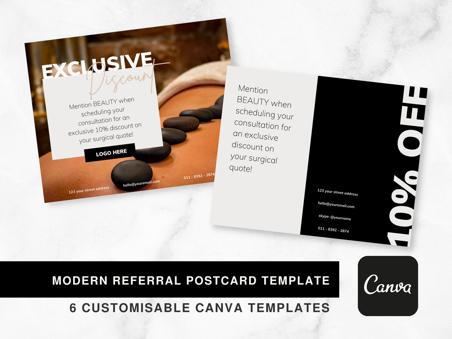 6 Modern Referral Postcard Template [A6 Sized] - Minimal Consultant ...