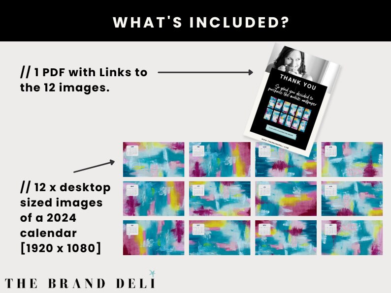 2024 Monthly Calendar Desktop Wallpaper, Set of 12 Computer Sized ...