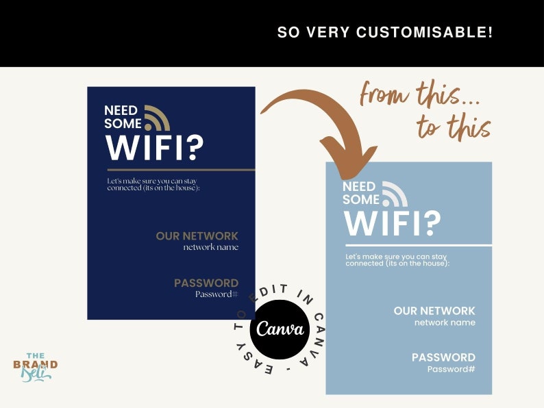 Modern WIFI Code Sign Editable Canva Template for WIFI Password in Your ...