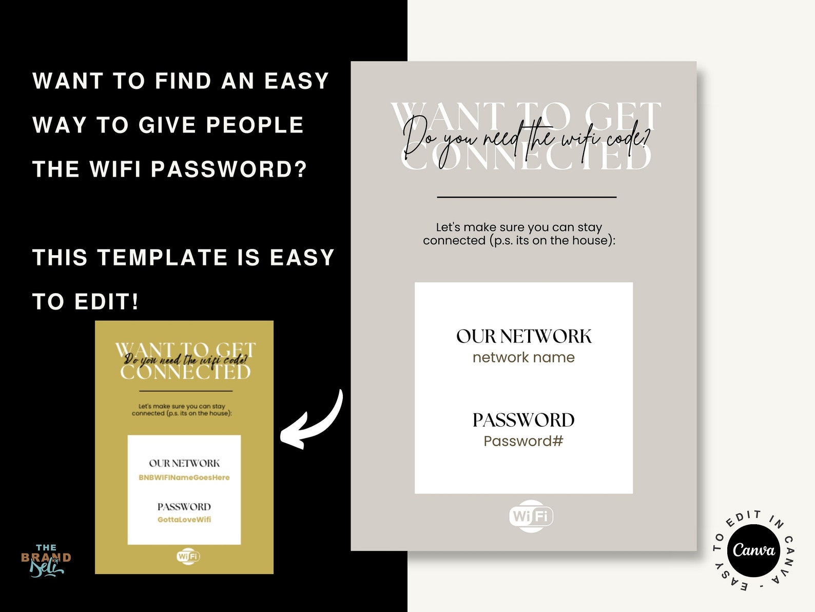 WIFI Code Sign Editable Canva Template for WIFI Password in Your Airbnb ...