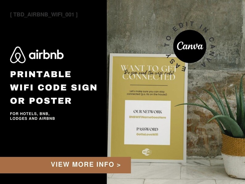 WIFI Code Sign Editable Canva Template for WIFI Password in Your Airbnb ...