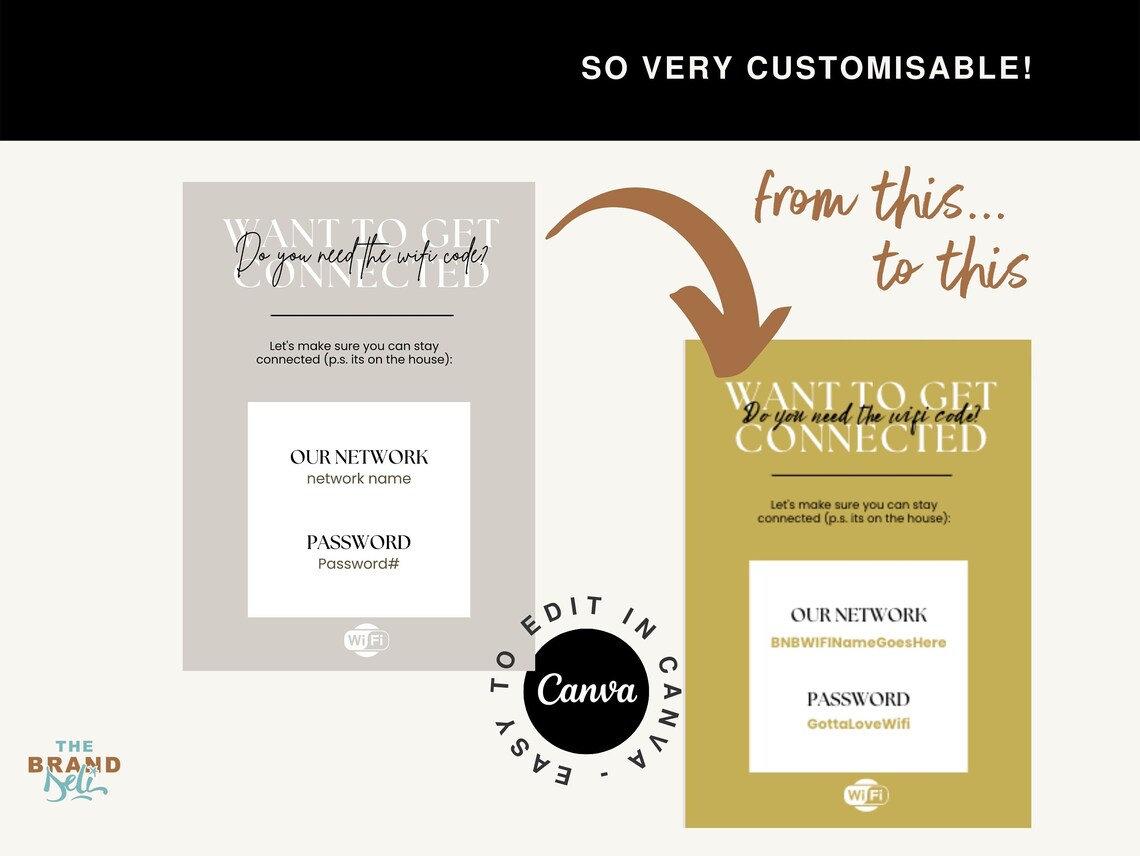 WIFI Code Sign Editable Canva Template for WIFI Password in Your Airbnb ...