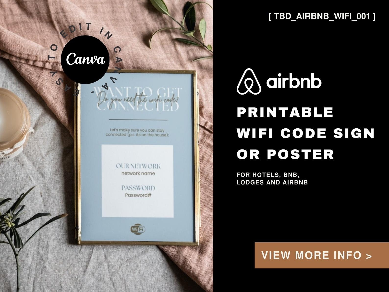 WIFI Code Sign Editable Canva Template for WIFI Password in Your Airbnb ...