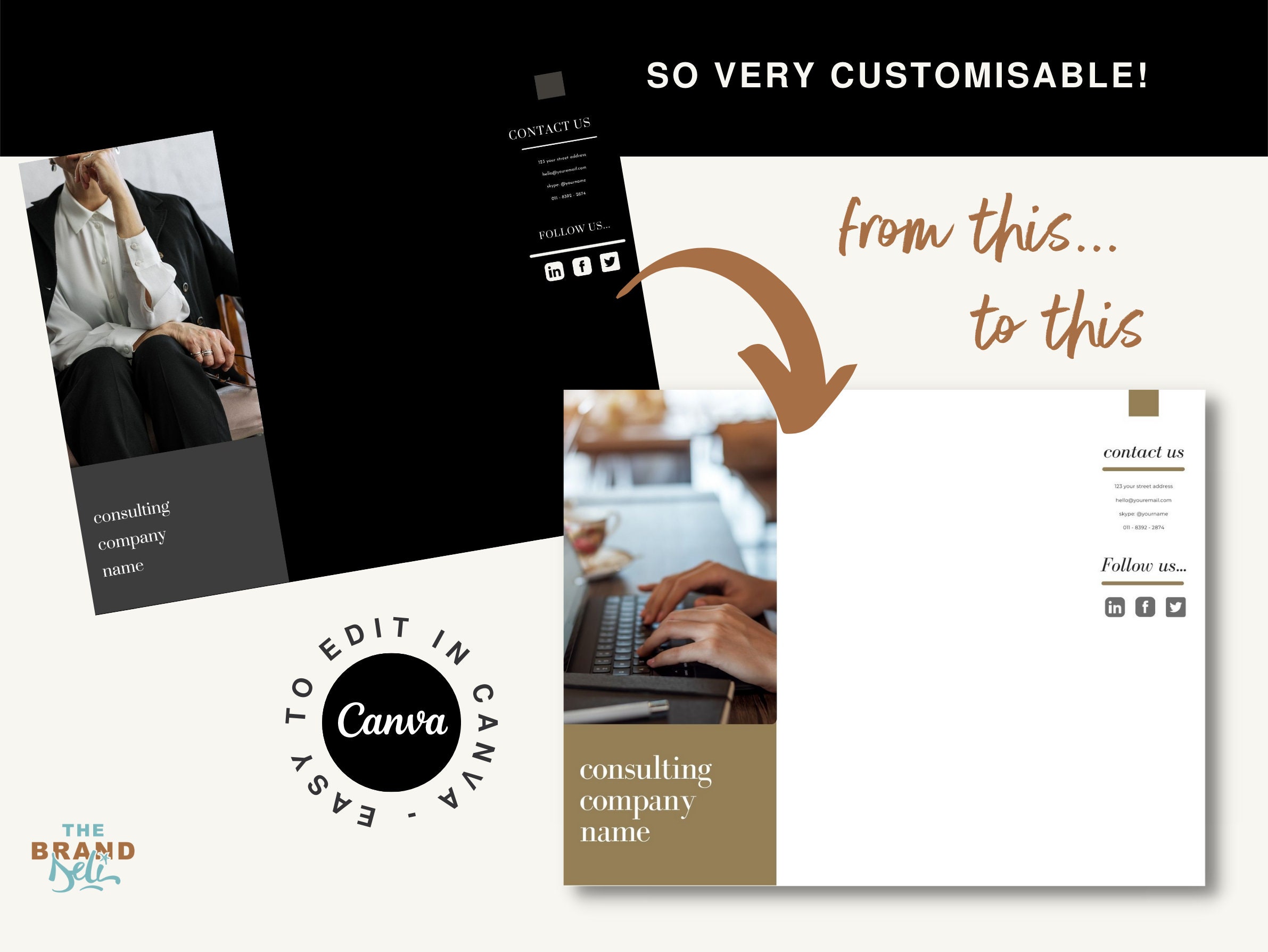 6 Modern Business Notecard Templates - Minimal Consultant [003 ...
