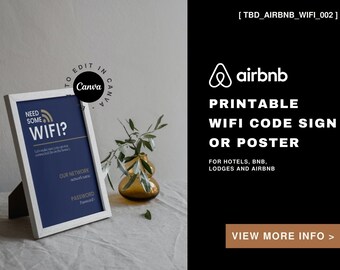 WIFI Code Sign Editable Canva Template for WIFI Password in Your Airbnb ...