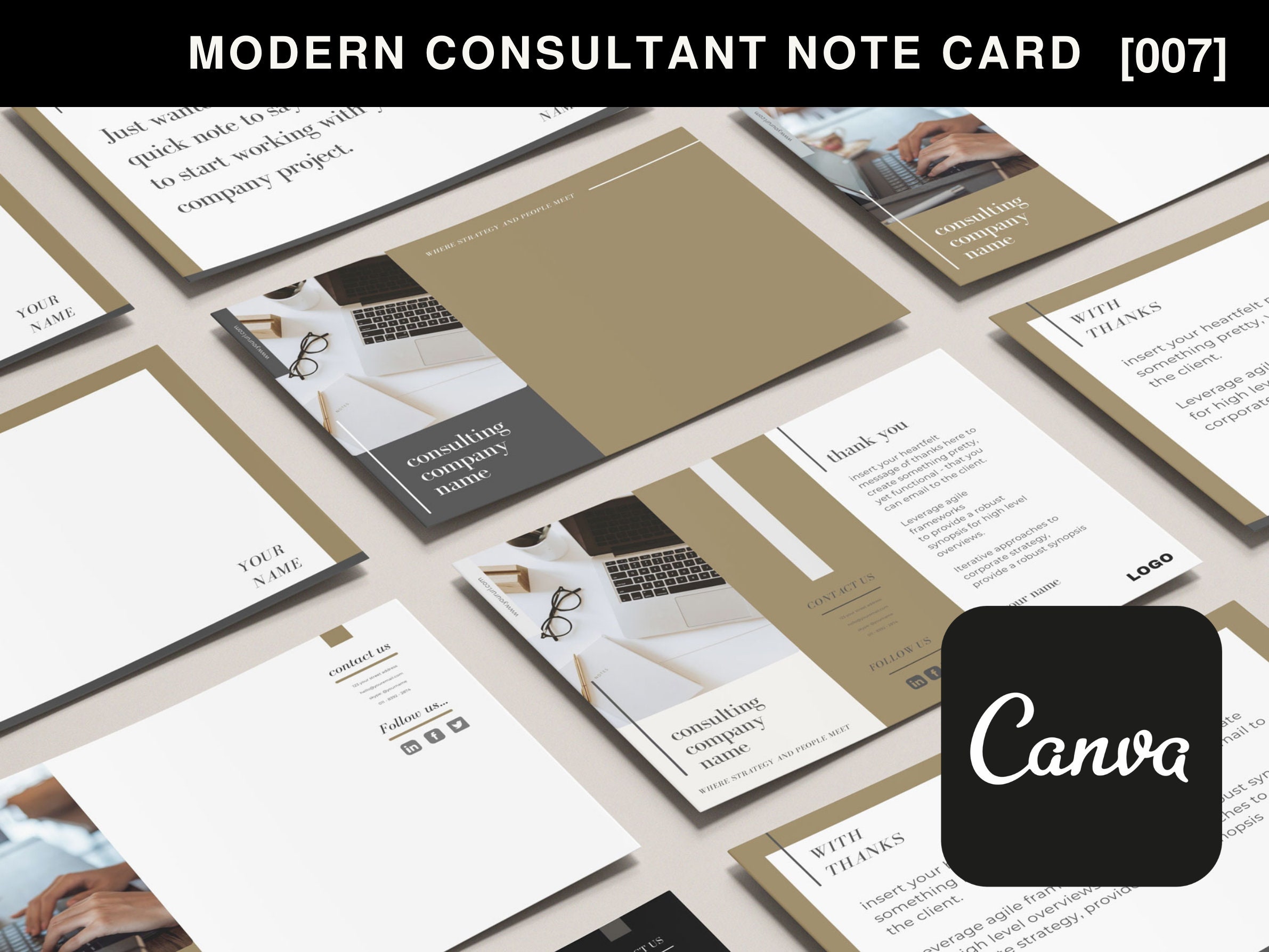 6 Modern Business Notecard Templates - Minimal Consultant [007 ...