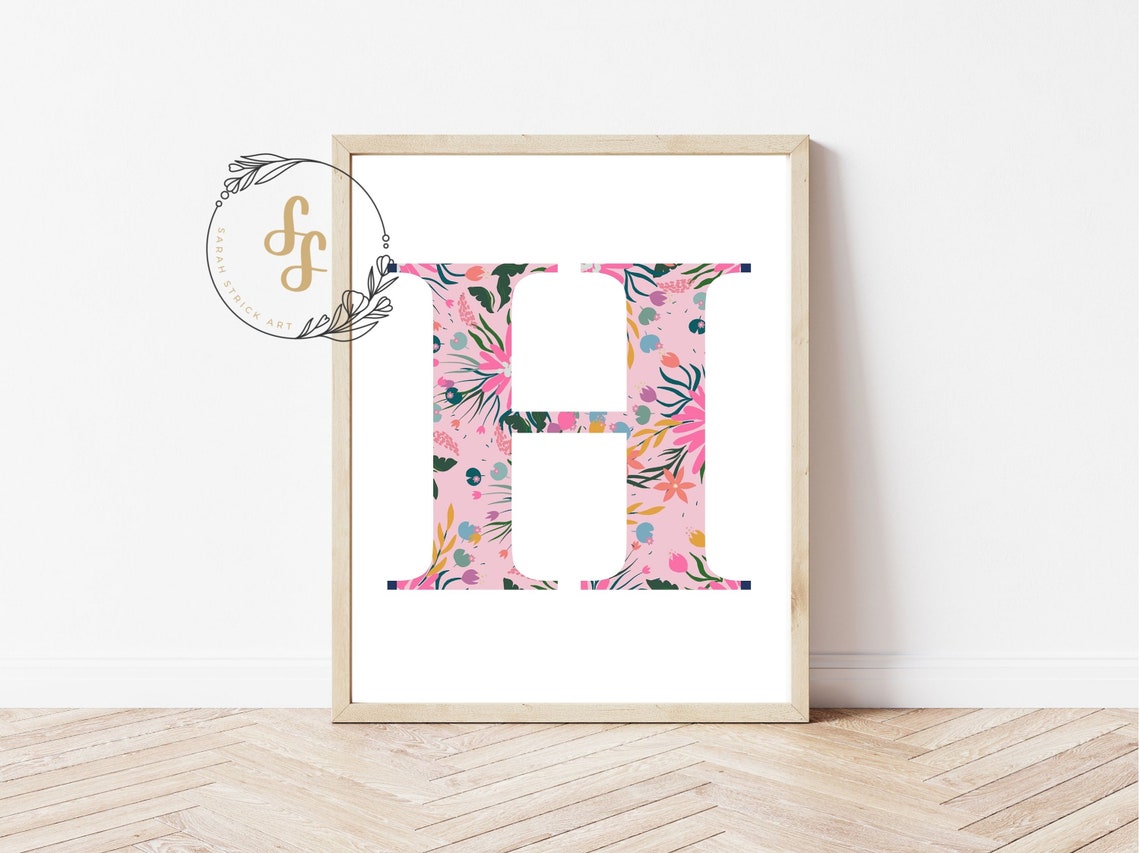 Letter H Printable Printable Letter Art Botanical Prints | Etsy