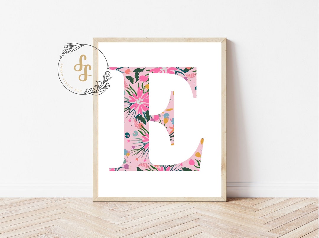 Letter E Printable, Printable Letter Art, Botanical Prints, Nursery ...
