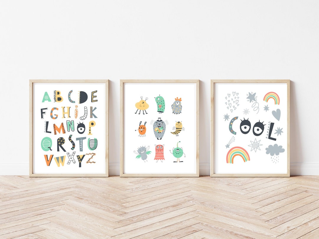 Funny Little Monsters Alphabet Nursery Art Abcs Art for Kids Printable ...