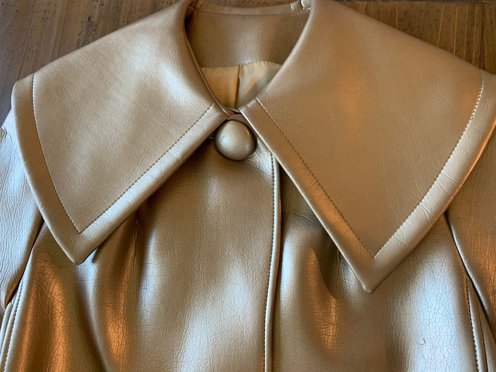 Vintage 1960's Mod Coat Gold Vinyl Overcoat Huge | Etsy