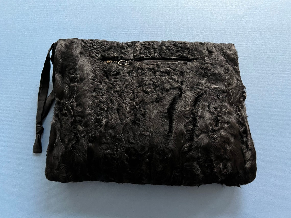Gorgeous Antique Muff /purse 1920's Black Curly Wool - Etsy