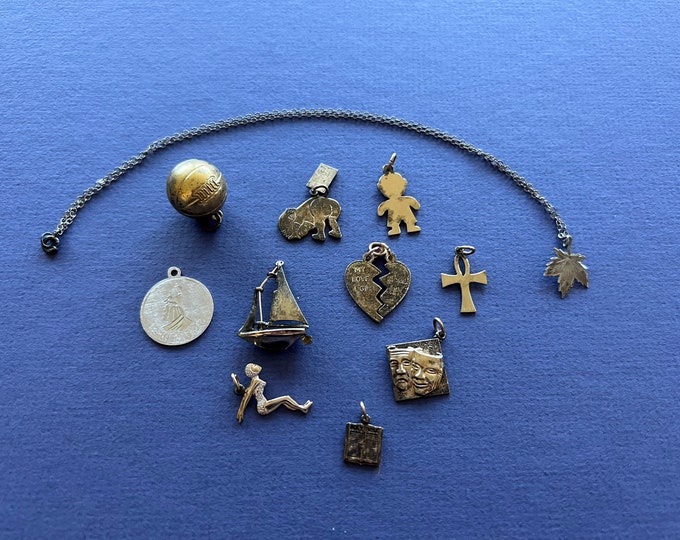 Ten 1940's and 1950’s Vintage Sterling Silver Charms, off A Charm ...