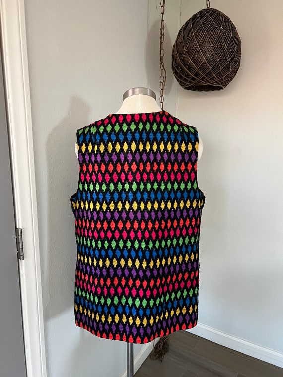 1970's Vintage Vest ~ Large Colorful Hot Colors Vest,… - Gem