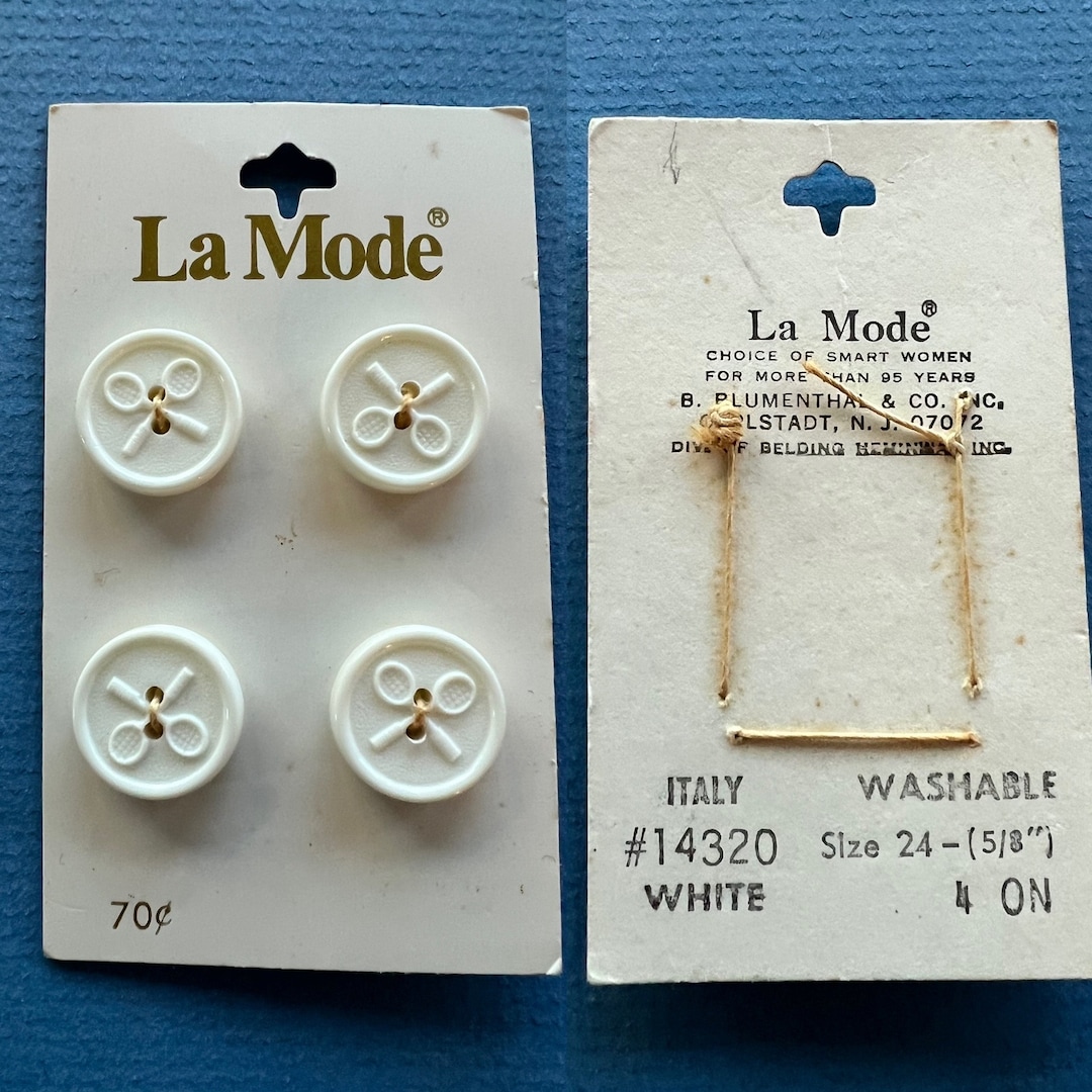1970s Vintage La Mode Buttons All Four Pretty Tennis Buttons on Card ...