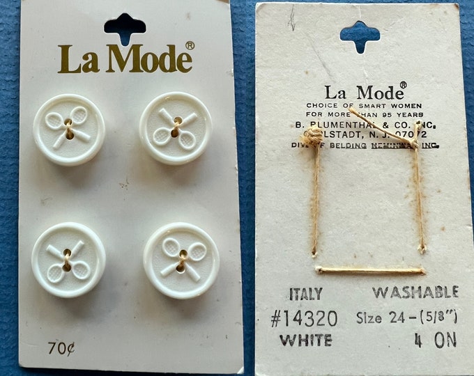 1970’s Vintage La Mode Buttons ~ All Four Pretty Tennis Buttons on Card ...