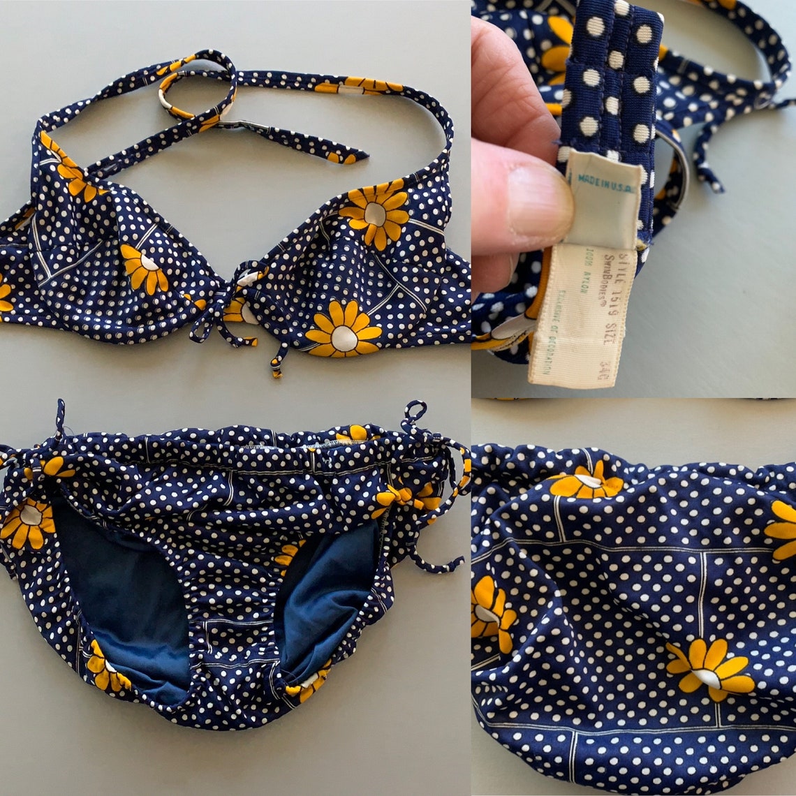 1960's Vintage Daisy Bathing Suit USA Nylon Polka Dot - Etsy