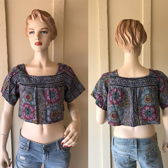 1970's Vintage Crop Top~ Mexican Cotton Cropped Blous… - Gem