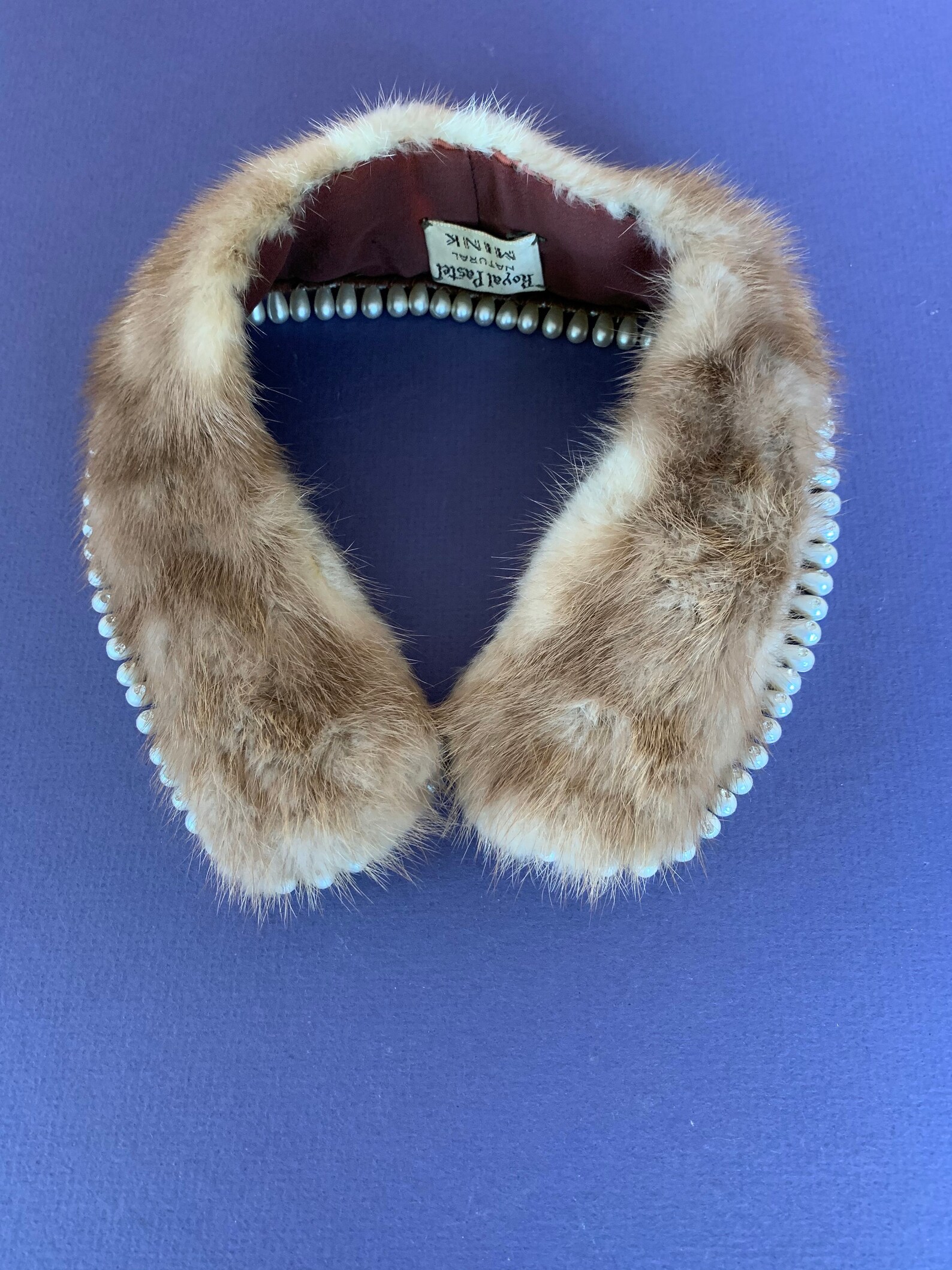Vintage 1950's Mink Collar Faux Pearl and Rhinestone - Etsy