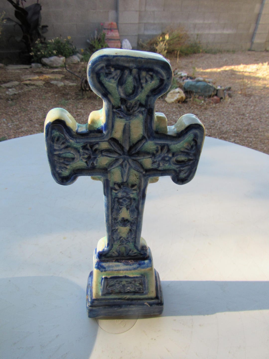 Blue and White Ceramic Cross Stand Alone or Wall Decor - Etsy