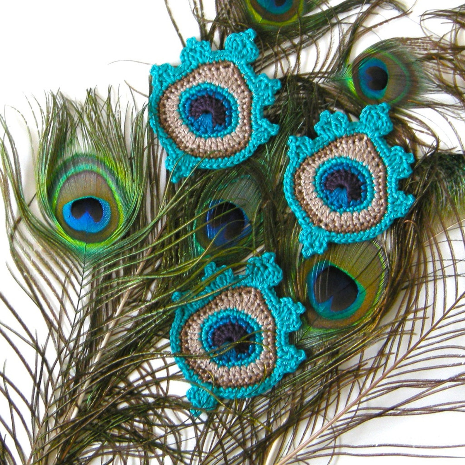 Crochet Pattern Peacock Feather Motif Kekaa Photo Etsy