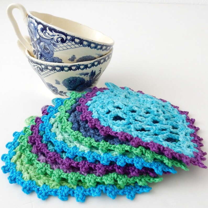 Crochet PATTERN Peacock Pineapple Coaster or Motif Use as - Etsy