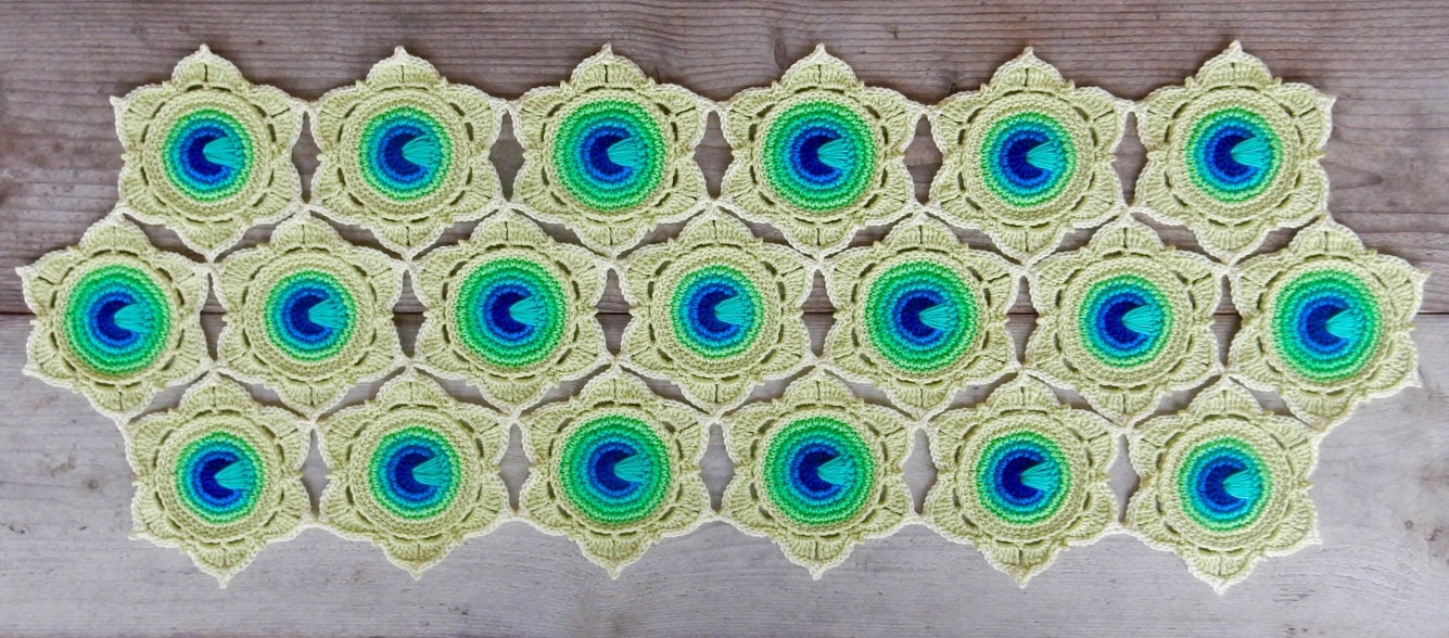 New Crochet Pattern Flowering Peacock Feather Throw Join As Etsy