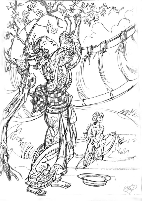 Sakura. Pencil Drawing. Digital Painting. Nice Gift Picture - Etsy