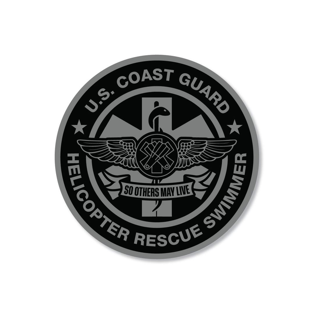 Updated USCG Helicopter Rescue Swimmer Sticker (black and Grey) - Etsy