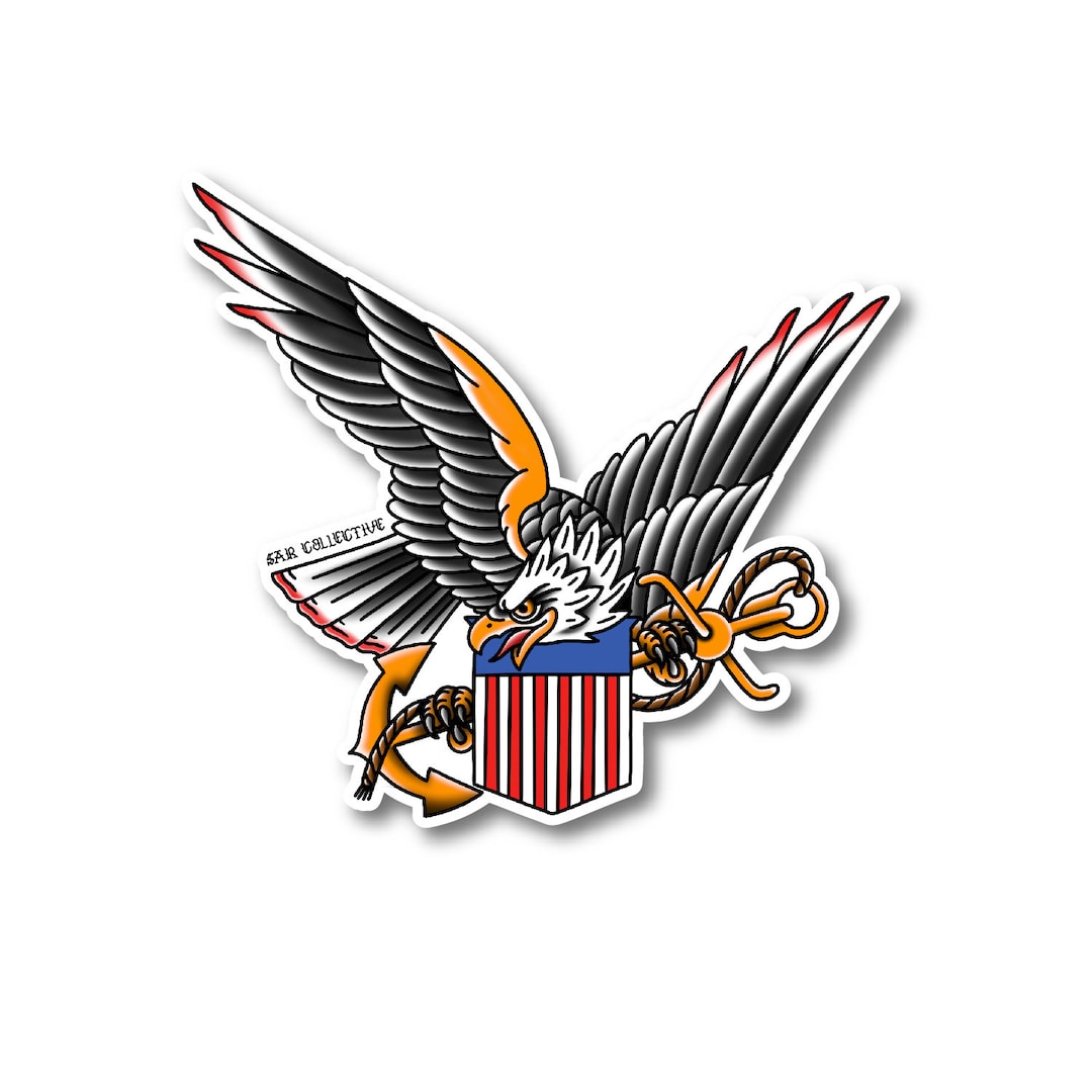 American Traditional NAVY Logo Sticker - Etsy