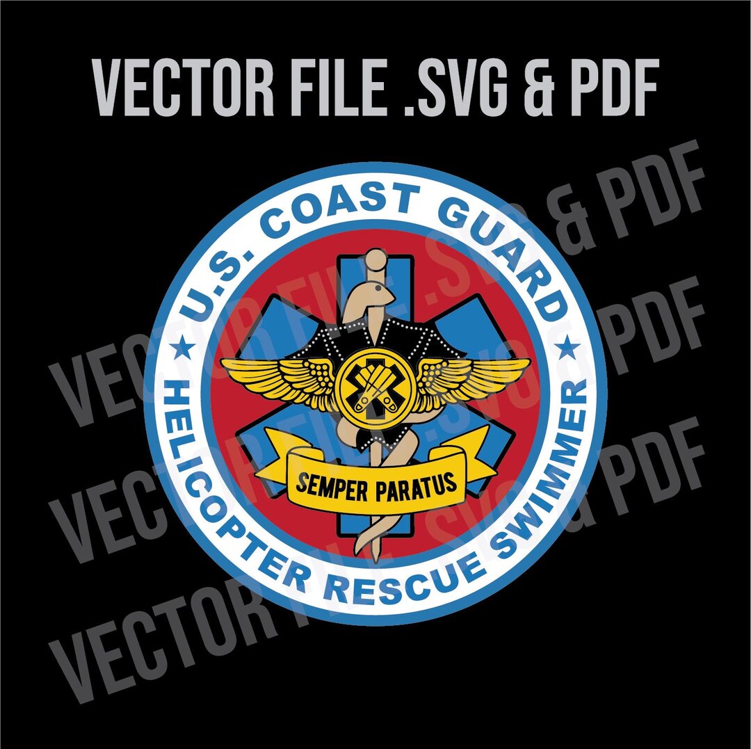 USCG Helicopter Rescue Swimmer Logo Vector Files. SVG and PDF Digital ...