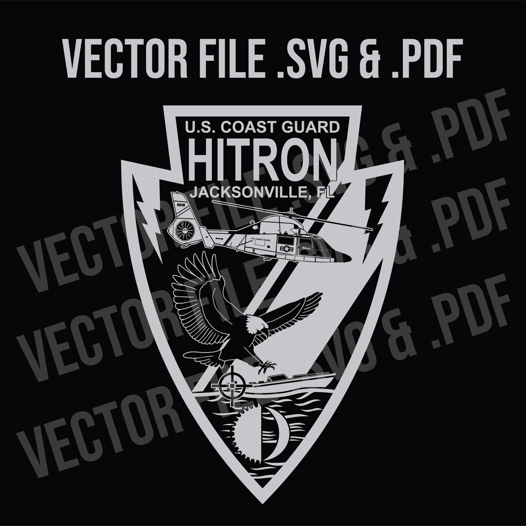U.S Coast Guard HITRON Logo Black and Grey SVG and PDF Vector File - Etsy
