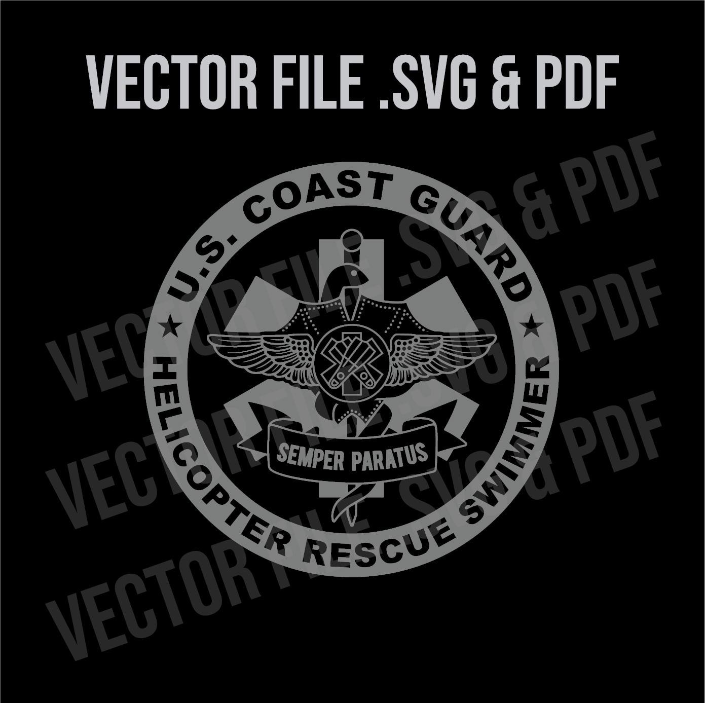 USCG Helicopter Rescue Swimmer Logo Black and Grey Digital Files - Etsy