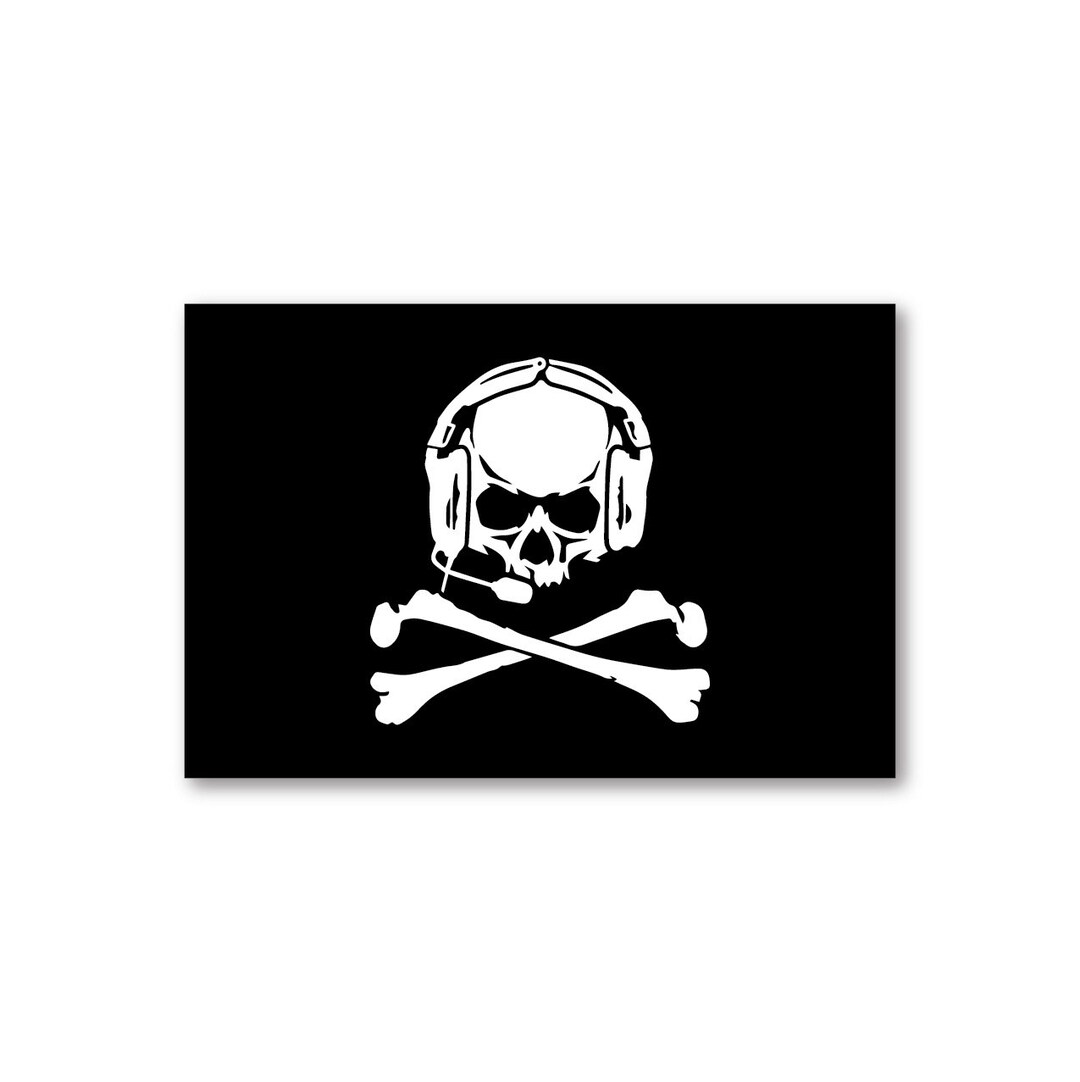 Headset Skull and Crossbones Sticker - Etsy